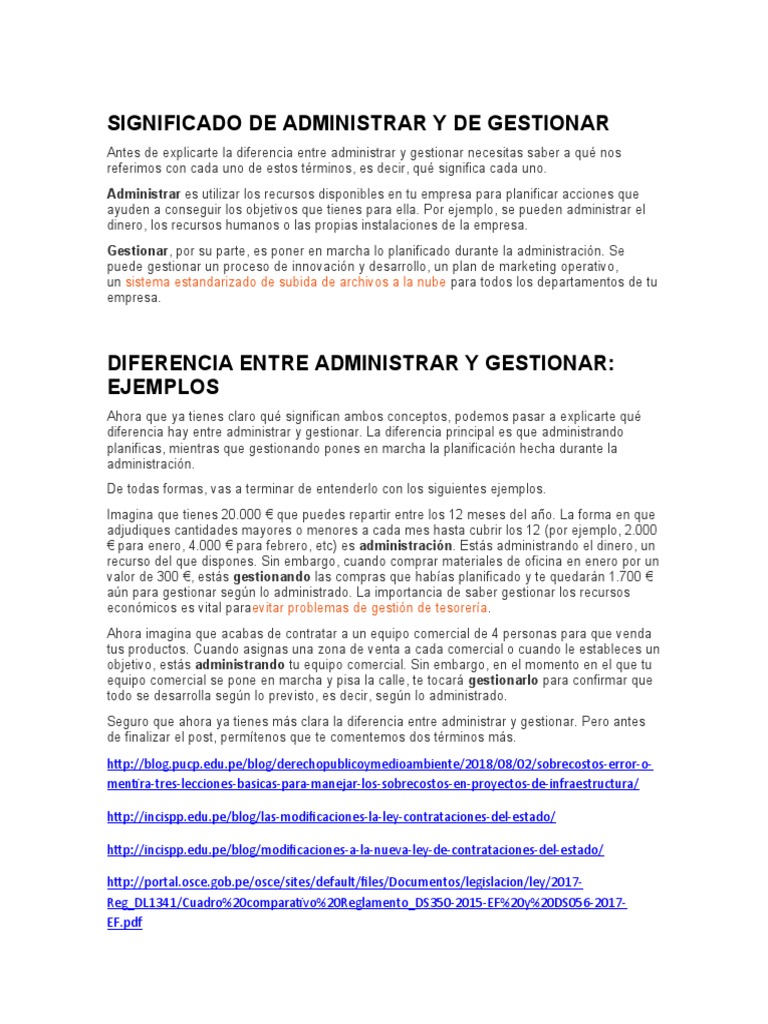 Significado de Administrar y de Gestionar | PDF | Marketing | Business
