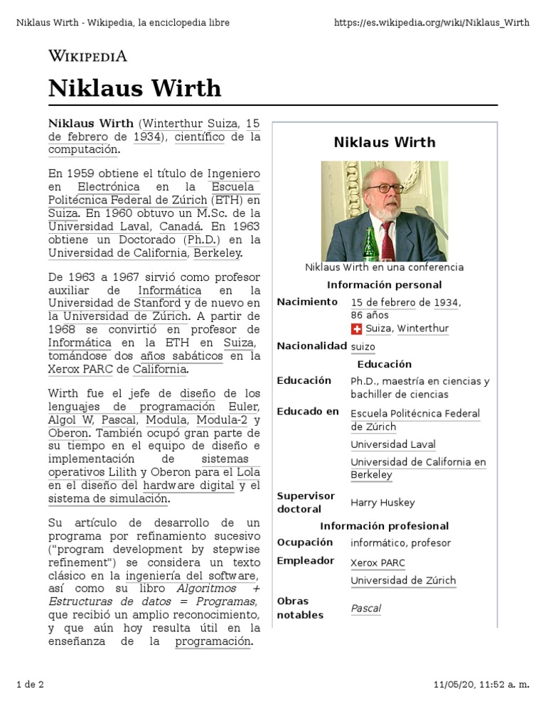 Niklaus Wirth - Wikipedia PDF | PDF | Ingeniería de software ...