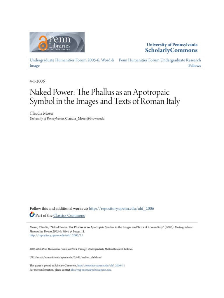 Naked Power-The Phallus As An Apotropaic Symbol in The Images and Texts ...