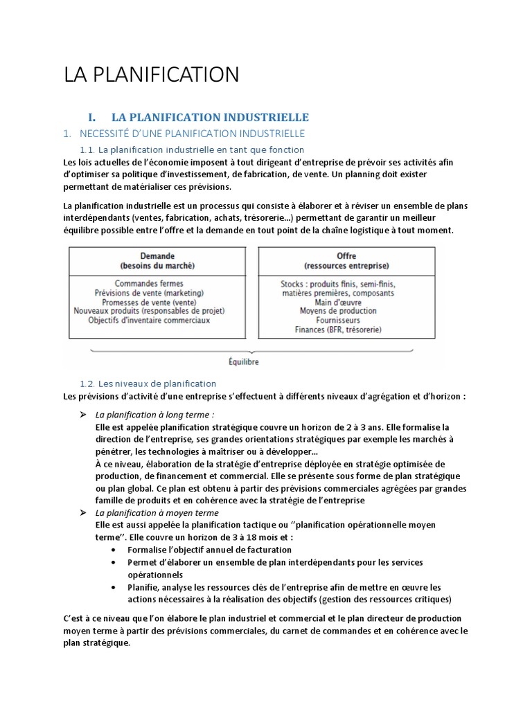 Microsoft Word - La Planification Industrielle | PDF | Planification ...