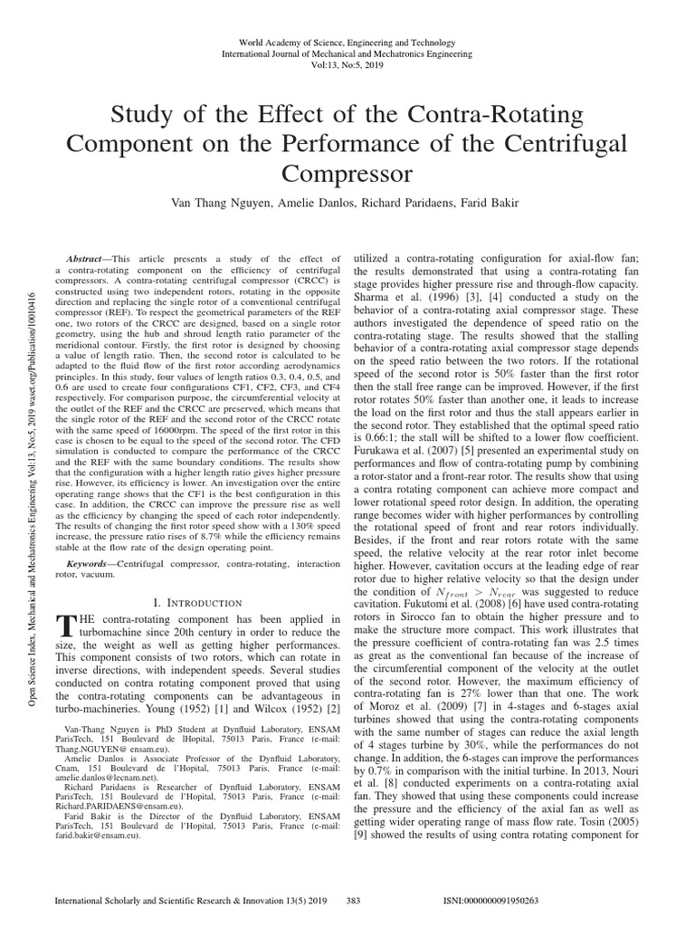Study of The Effect of The Contra Rotating Component On The Performance ...