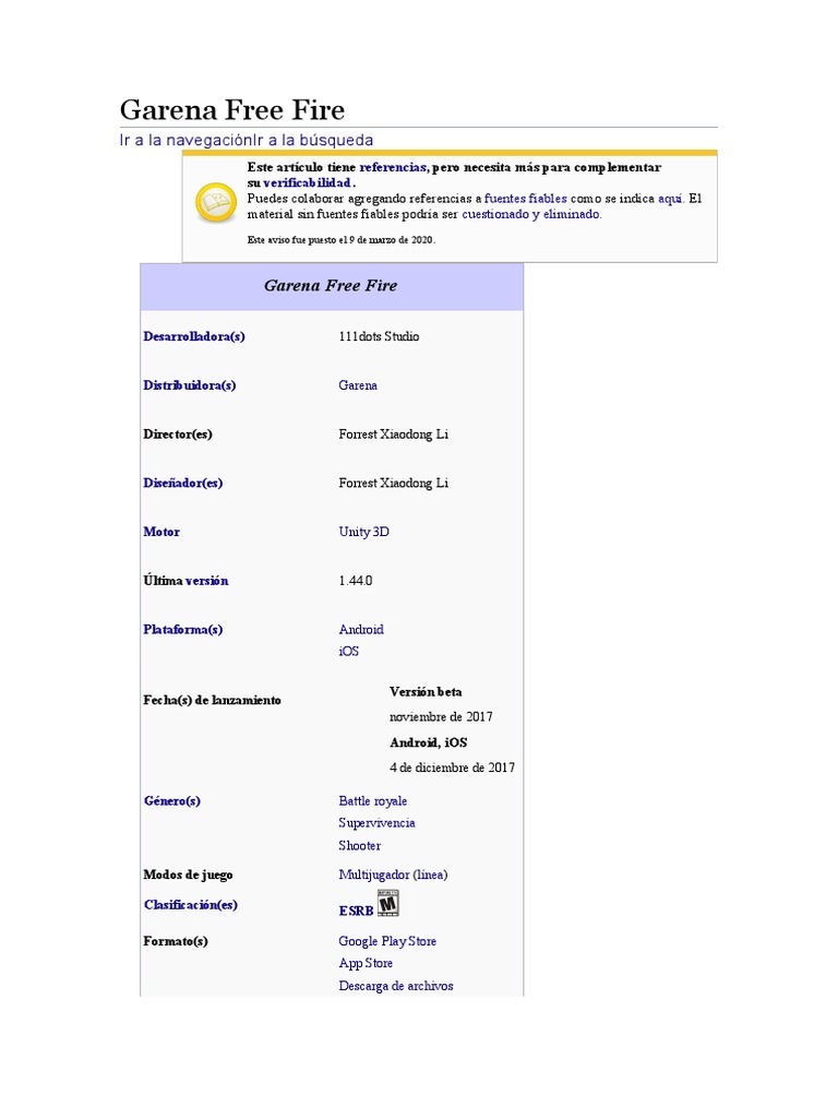 Garena Free Fire | PDF | Diseño de juego | Software móvil