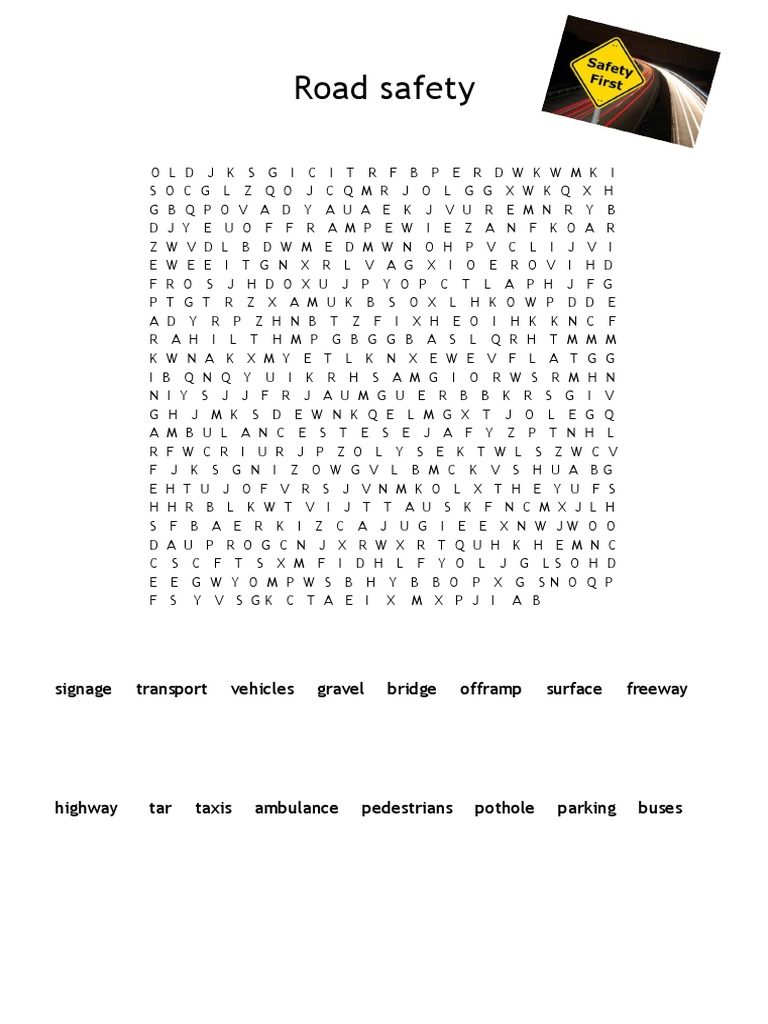 Road Safety Word Search2 | PDF