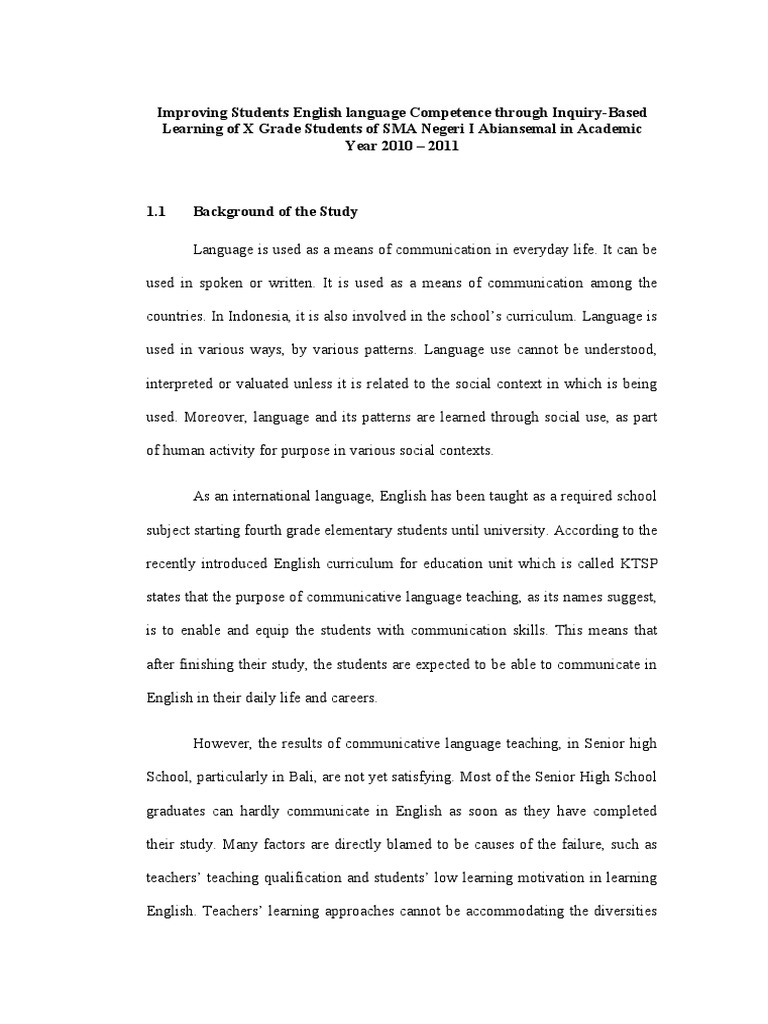 Improving Students English Language Competence Through Inquiry | PDF ...