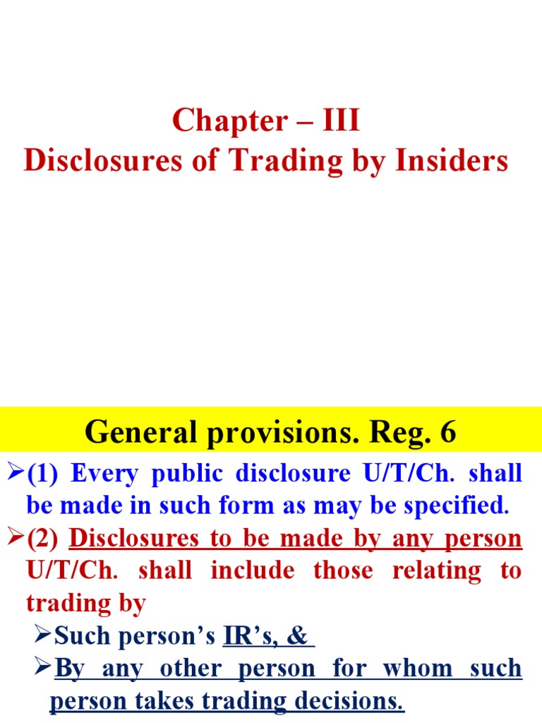 Chapter - III Disclosures of Trading by Insiders | PDF | Discovery (Law ...