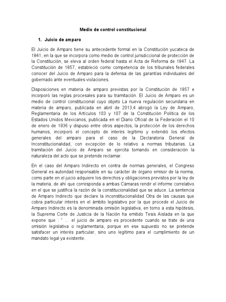 Medio de Control Constitucional | PDF | El proceso de destitución ...