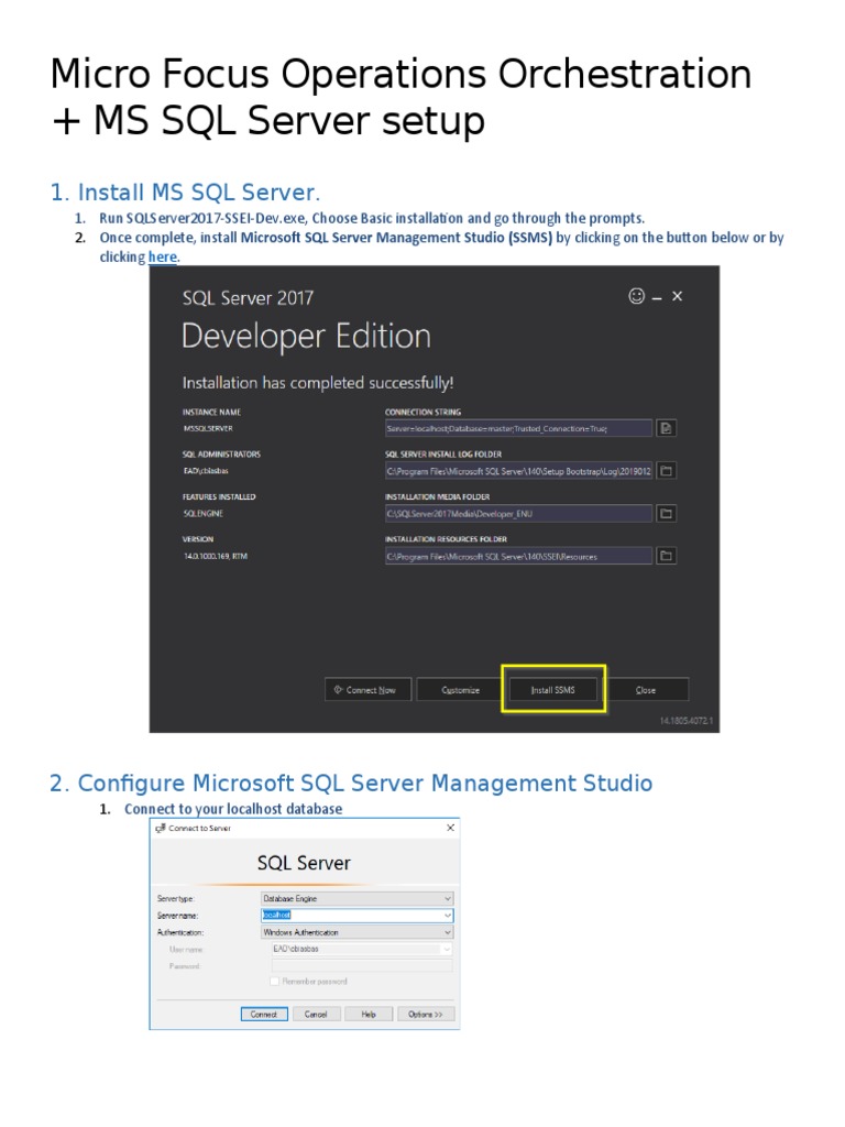 Micro Focus Operations Orchestration + MS SQL Server Setup | Download Free PDF | Microsoft Sql ...
