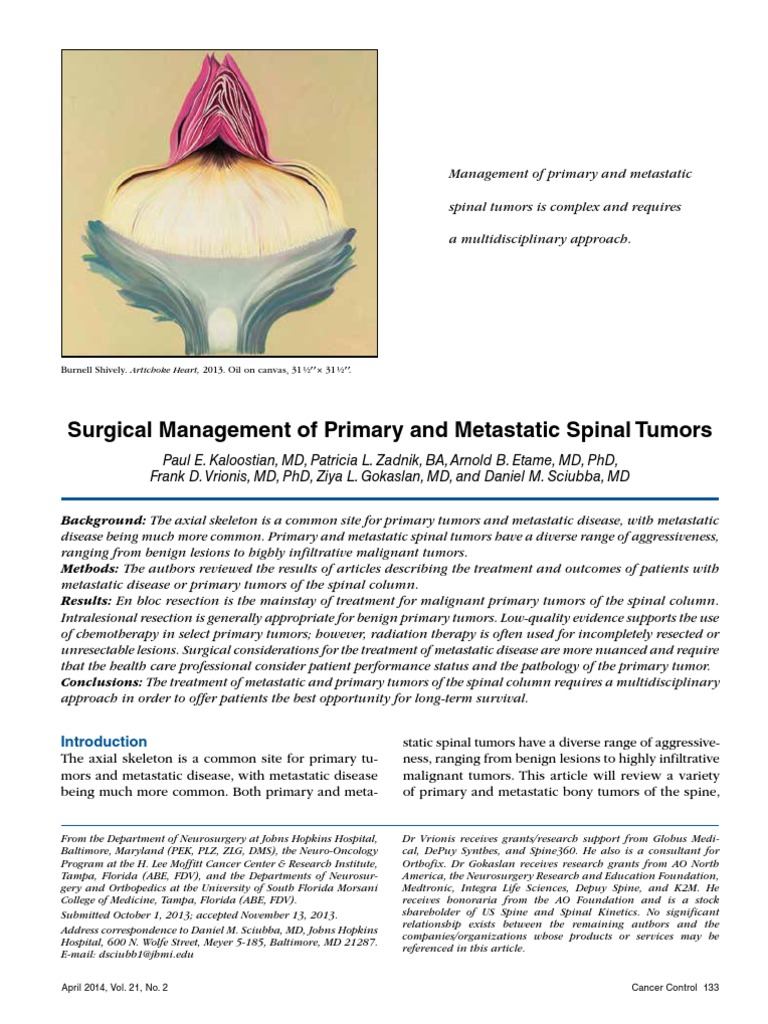 Surgical Management of Primary and Metastatic Spinal Tumors | PDF | Radiation Therapy | Metastasis