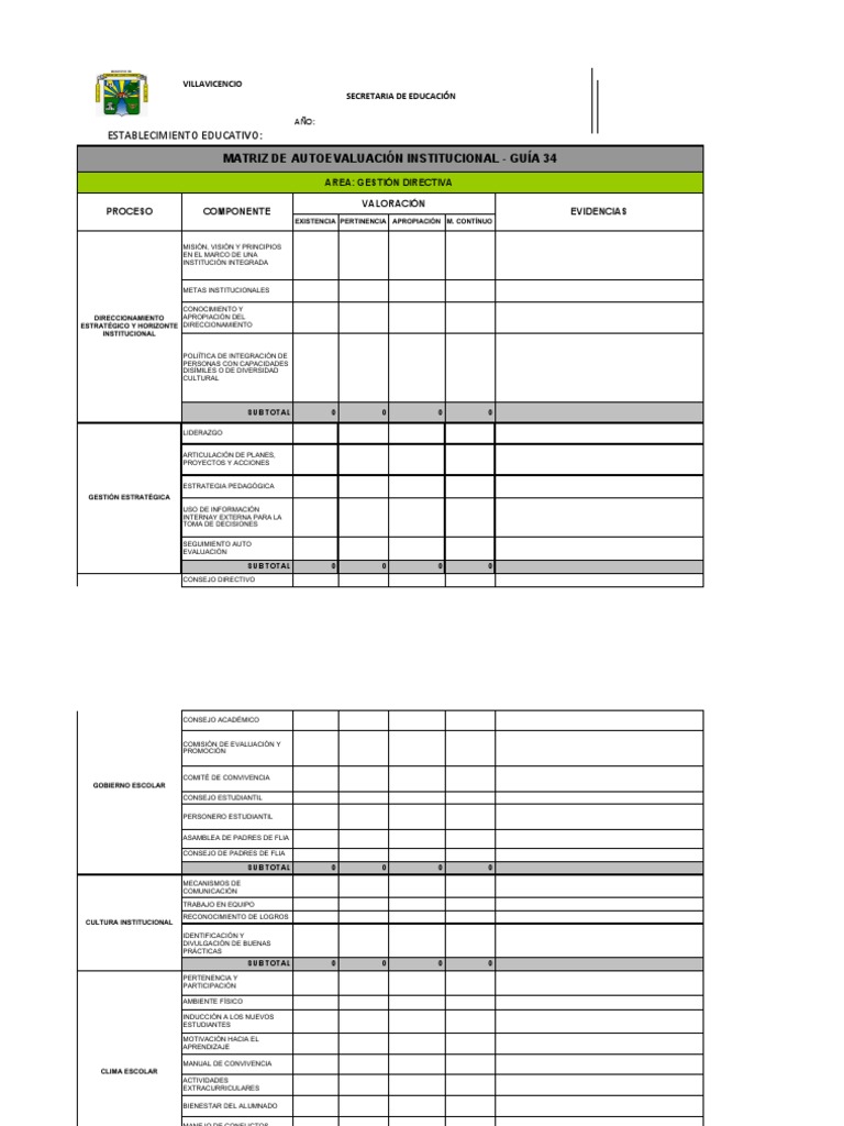 Formato Matriz Autoevaluación - Guia 34-Informes | PDF | Plan de ...