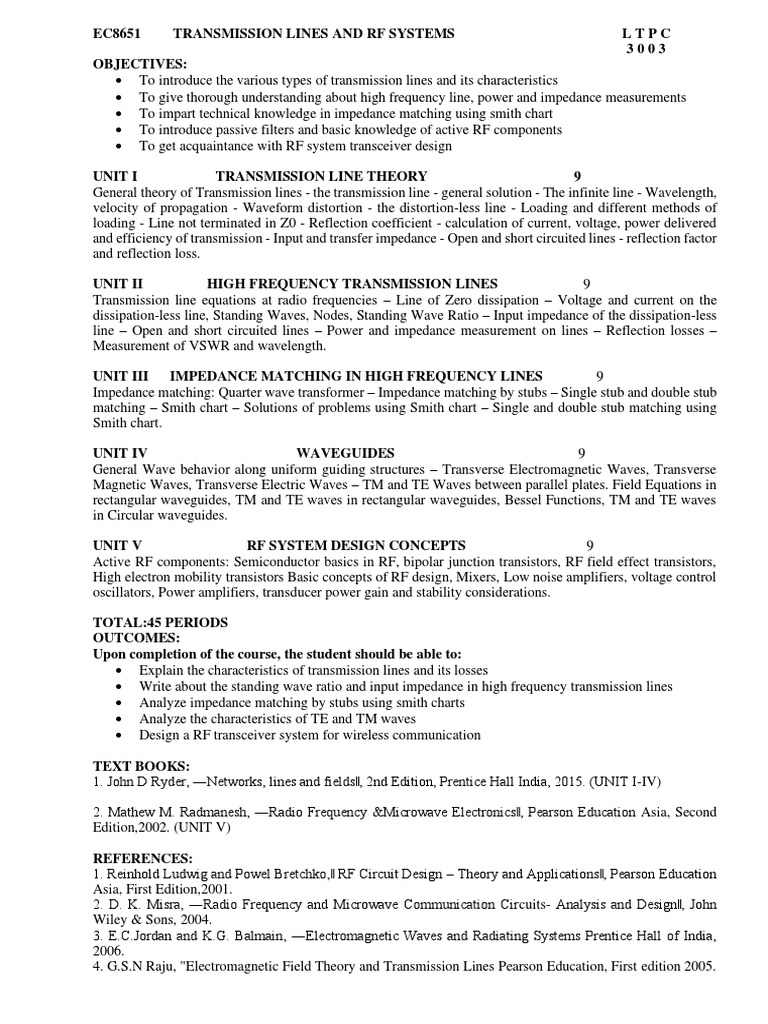 TLRF What To Study | PDF | Transmission Line | Waveguide