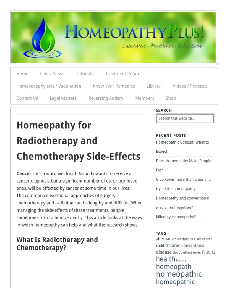 Homeopathy For Radiotherapy and Chemotherapy Side-Effects: Homeopathic ...