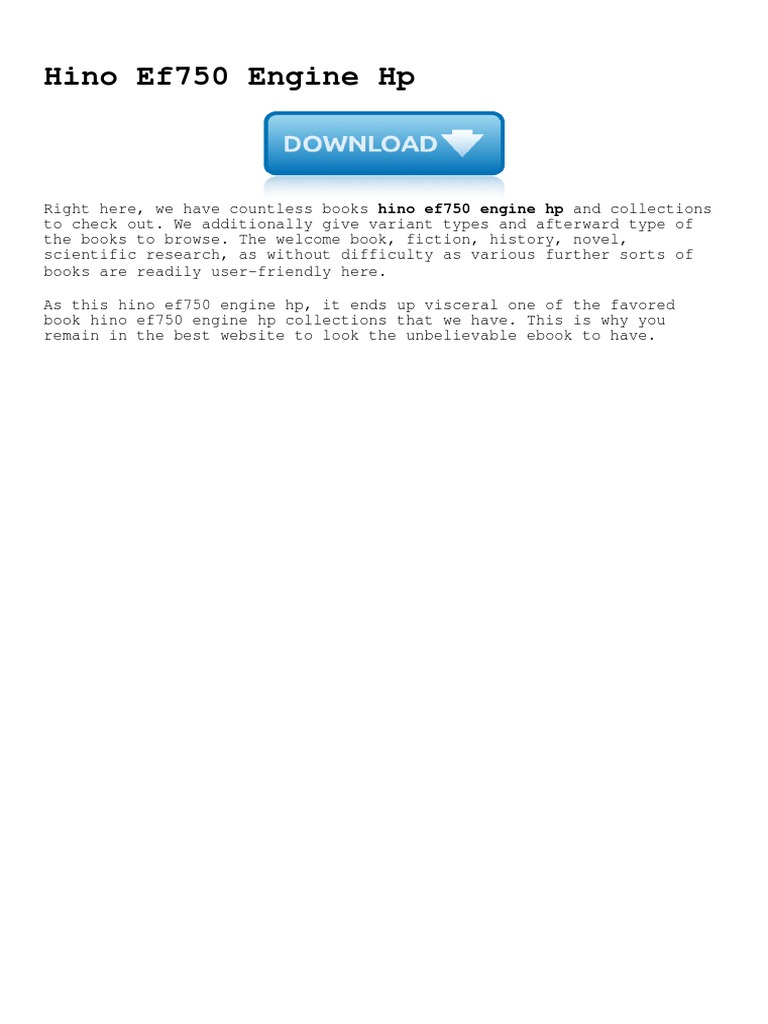 Hino Ef750 Engine HP | PDF