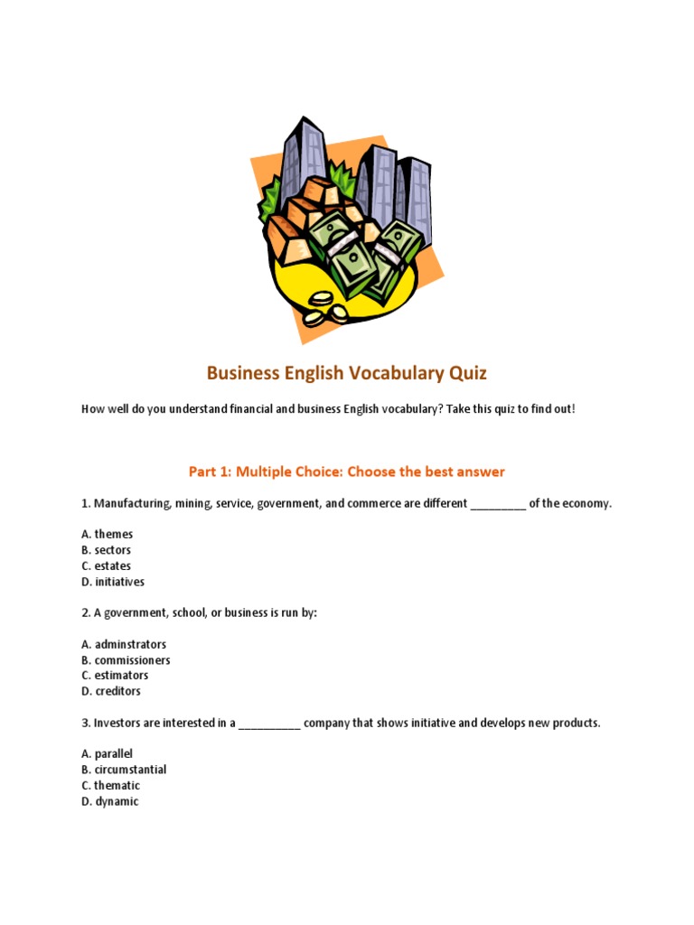 Business English Vocabulary Quiz PDF | PDF | Interest | Credit