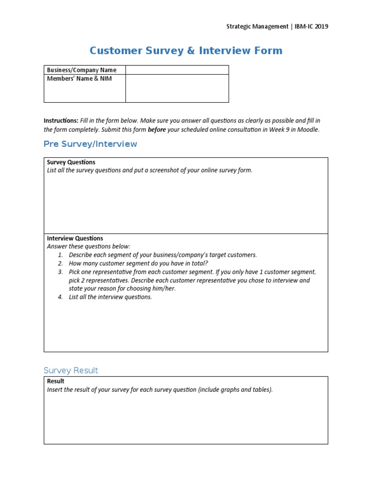 Customer Survey Interview Form | PDF | Interview | Strategic Management