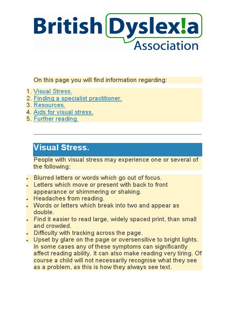 Visual Stress.: Visual Stress. Finding A Specialist Practitioner ...