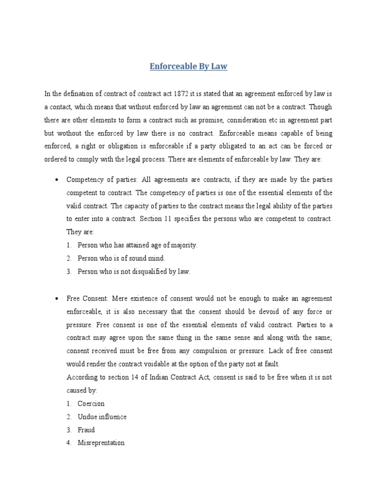 Enforceable by Law | PDF | Jurisprudence | Contract Law