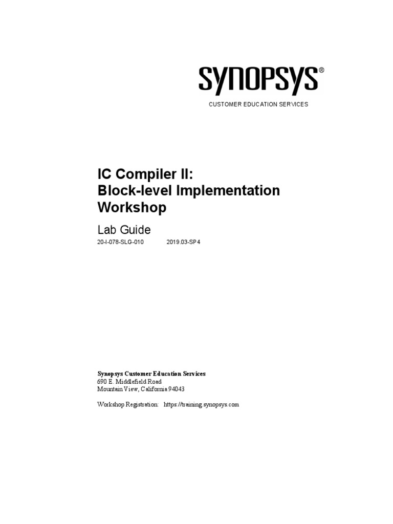 IC Compiler II: Block-Level Implementation Workshop: Lab Guide | PDF | License | Keyboard Shortcut