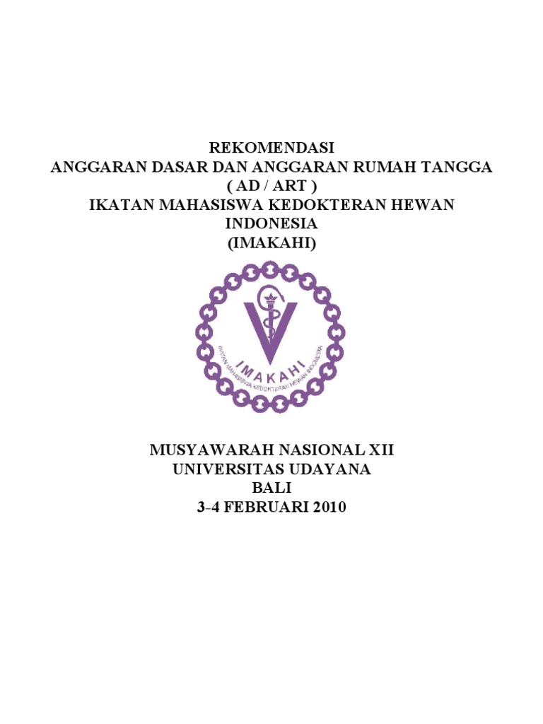 AD/ART IMAKAHI: Rekomendasi Resmi | PDF