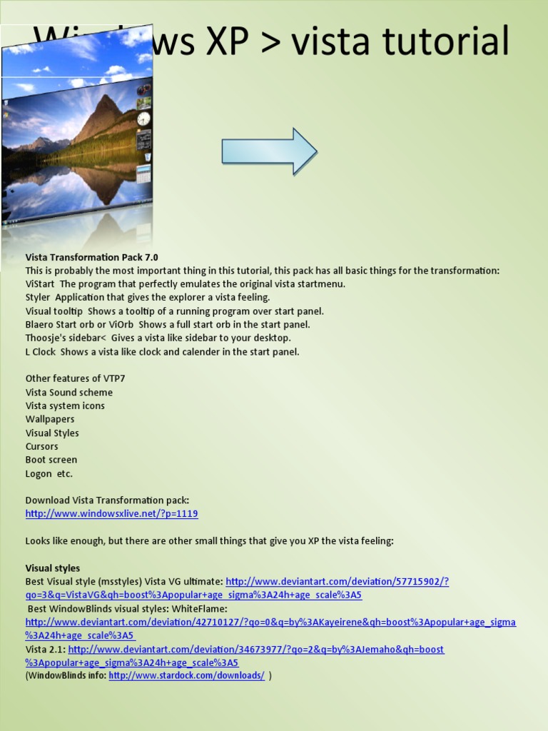 Windows XP To Vista Tutorial by Fediafedia | PDF | Windows Vista ...