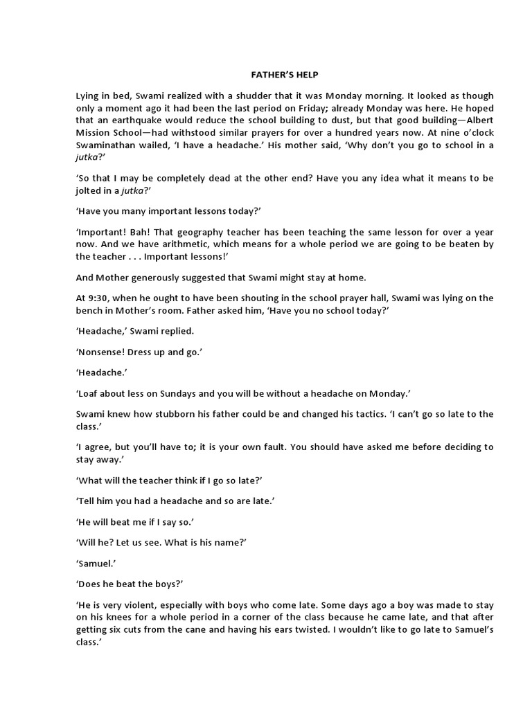 Father's Help by R K Narayan | PDF