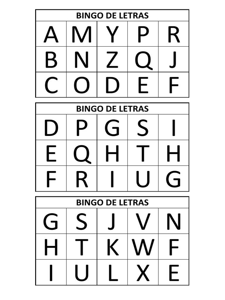 Bingo De Letras Y Alfabeto Preescolar Juego De Bingo Con La Letra P