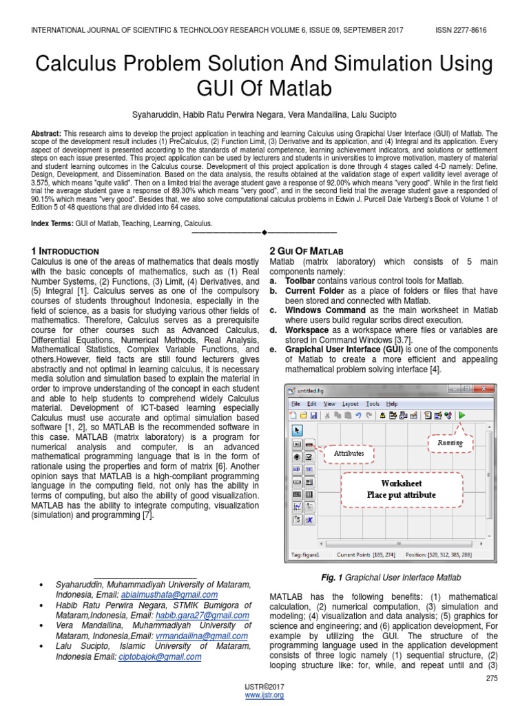 Calculus Problem Solution and Simulation Using Gui of Matlab PDF | PDF ...