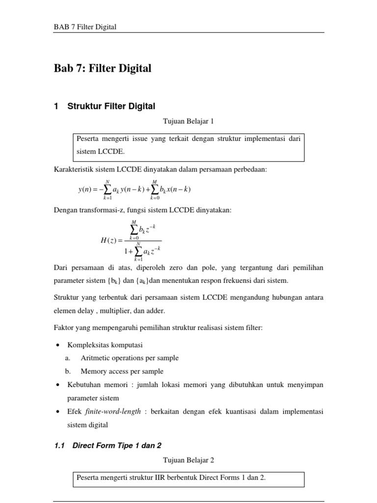 Struktur Filter Digital | PDF