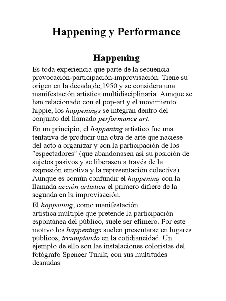 Happening y Performance | PDF | Arte de performance | Estética