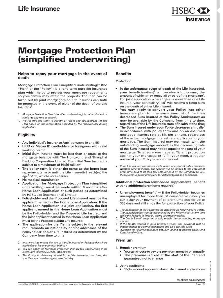 Mortgage Protection Plan (Simplified Underwriting) : Helps To Repay ...