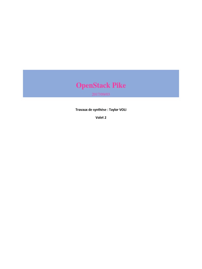 OpenStack Pike Volet 2 | PDF | Open Stack | Computer Architecture