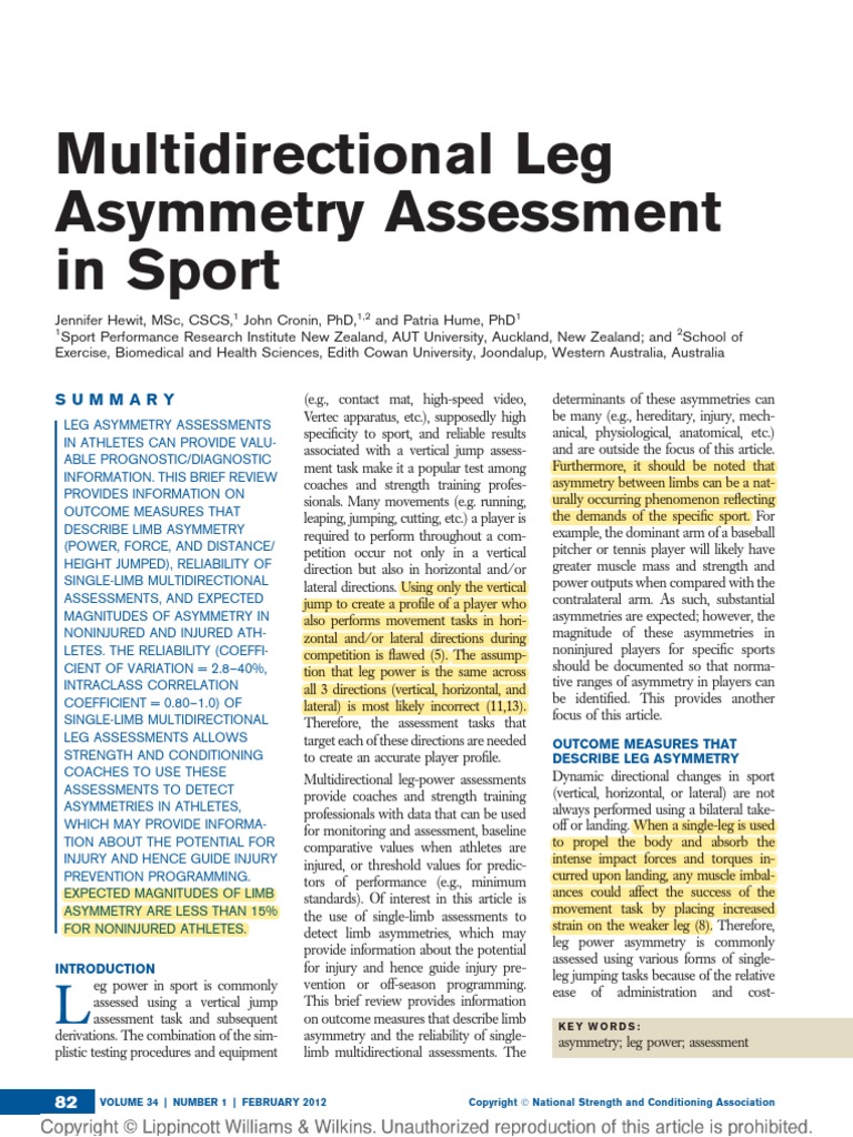 Leg Asymmetry | PDF | Asymmetry | Force