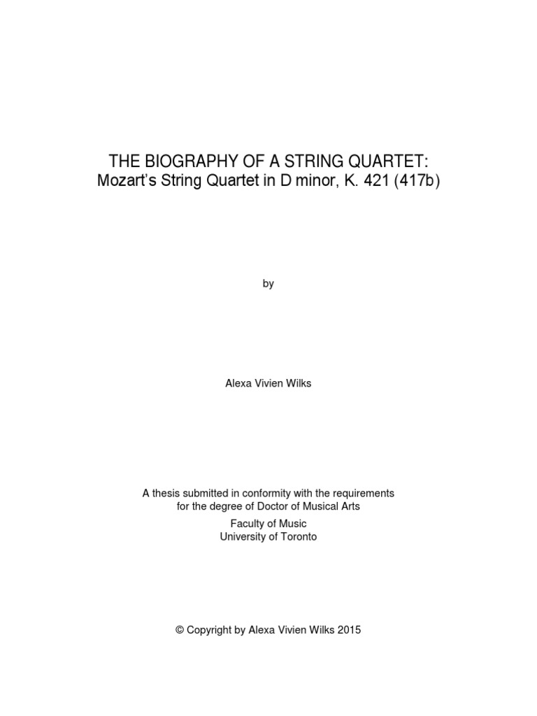 Wilks Alexa V 201506 DMA Thesis PDF | PDF | String Quartet | Wolfgang Amadeus Mozart