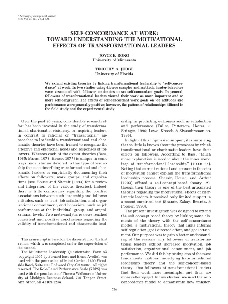 Self-Concordance at Work: Toward Understanding The Motivational Effects ...