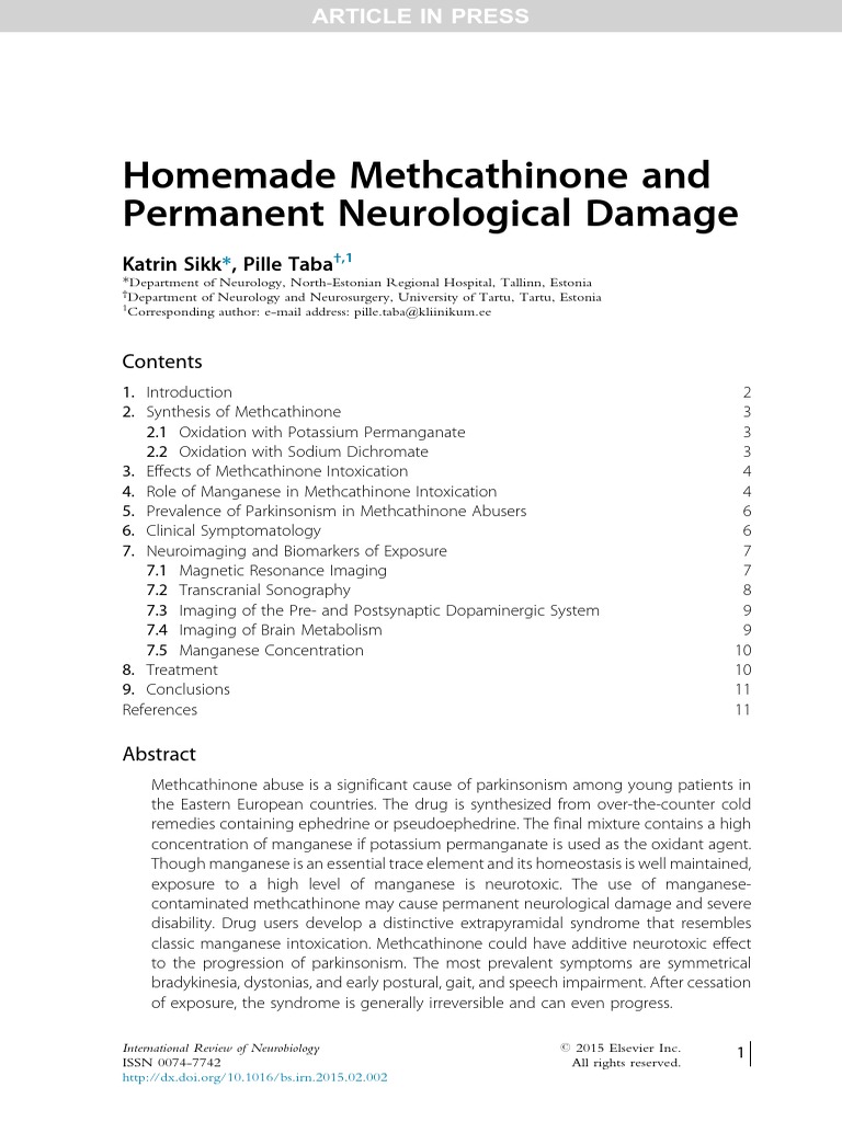 Homemade Methcathinone | PDF | Manganese | Dystonia