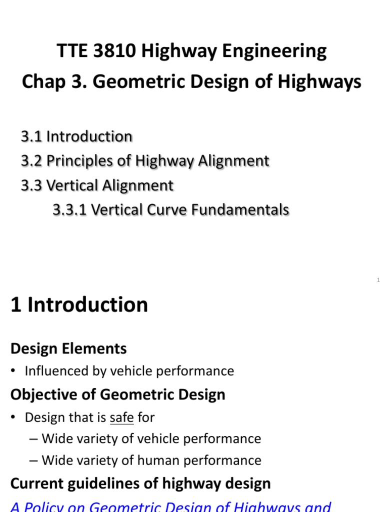TTE 3810 Highway Engineering Chap 3. Geometric Design of Highways | PDF ...