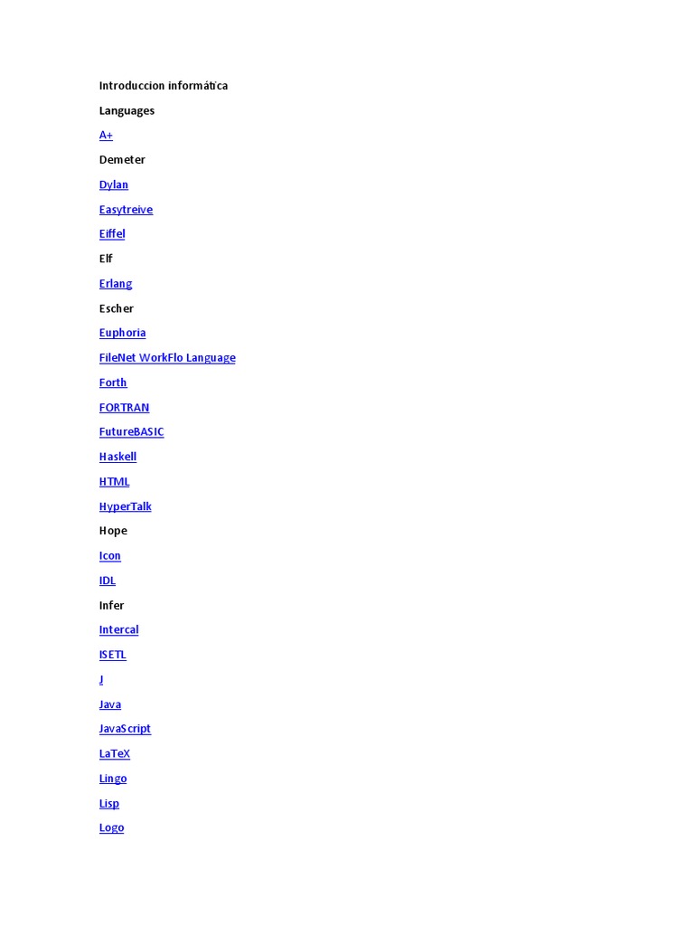 Languages: Introduccion Informática | PDF