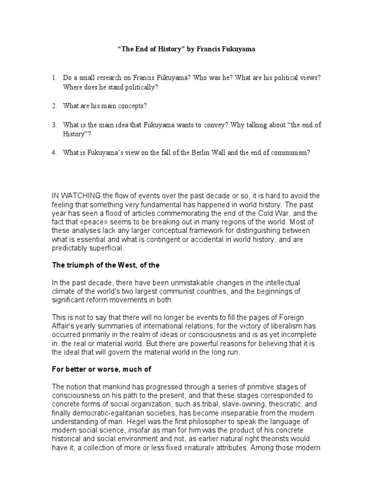 "The End of History" by Francis Fukuyama | PDF | Soviet Union | World ...