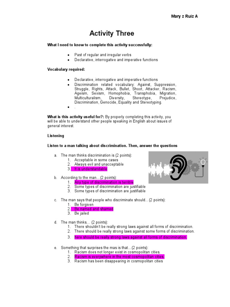 Activity Three: What I Need To Know To Complete This Activity ...