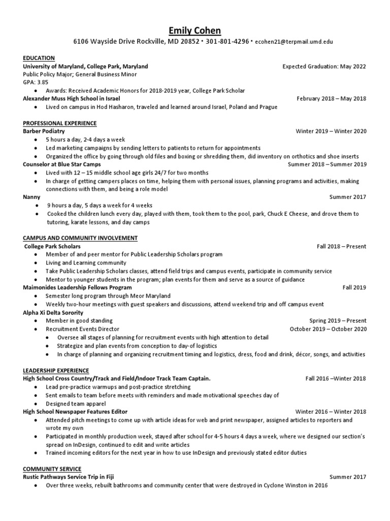 Emily Cohen Resume | Download Free PDF | Learning | Schools