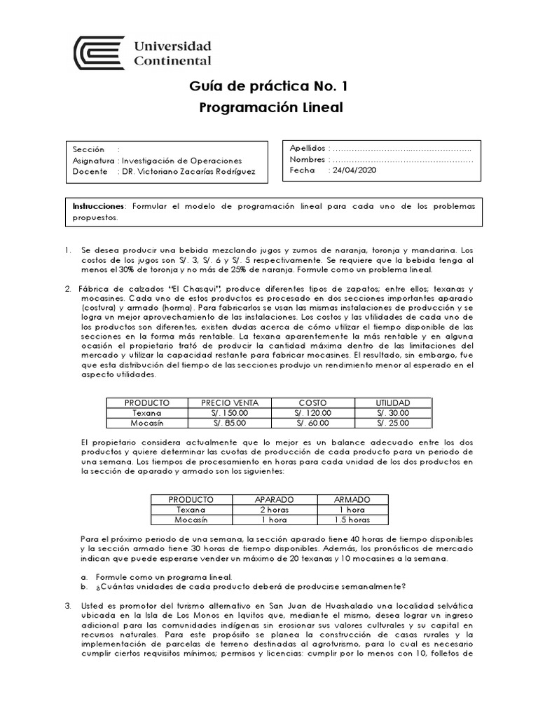 S2-P1 Problemas de Programación Lineal | PDF | Compartir (Finanzas) | Carne