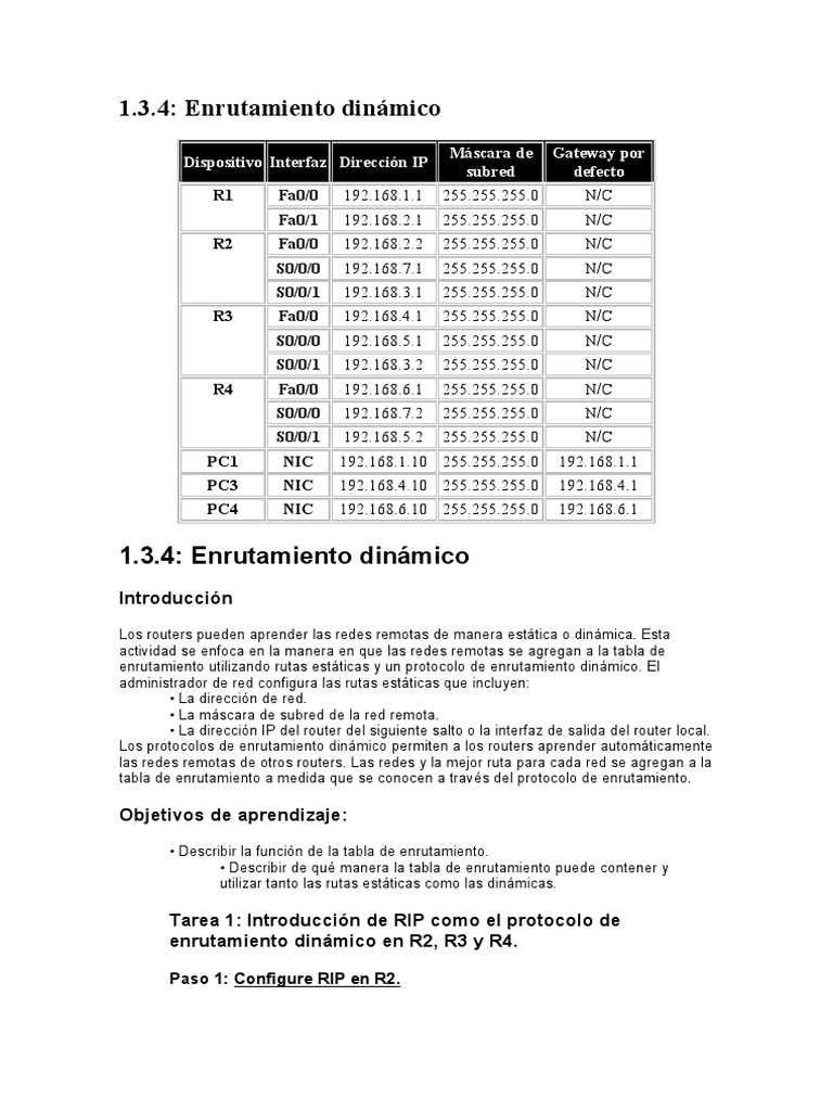 Enrutamiento Dinamico | PDF | Enrutador (Computación) | Enrutamiento