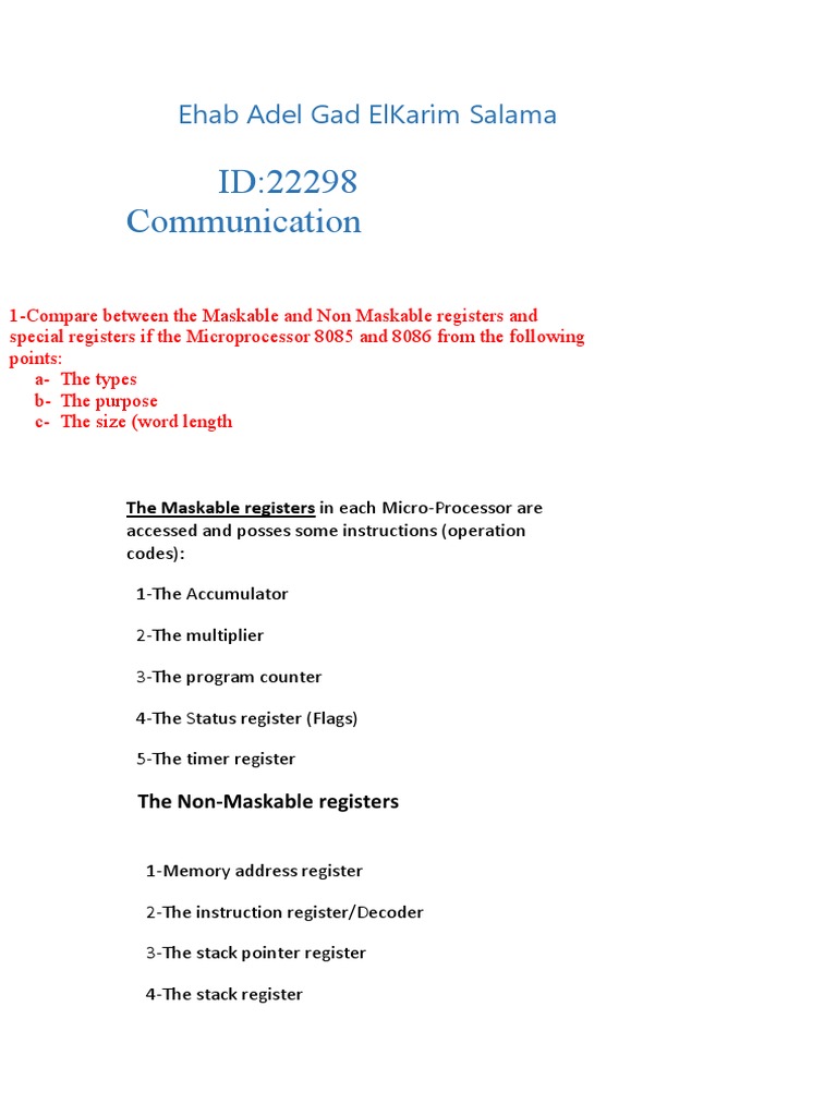 Compare Between The Maskable and Non Maskable Regi | PDF | Central ...