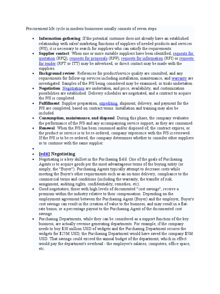 Procurement Life Cycle | PDF | Business Process Management | Supply ...