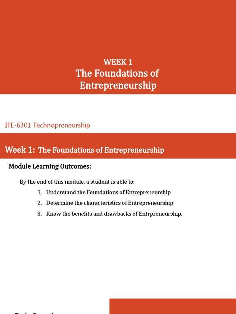 WEEK1-2 - Foundations of Entrepreneurship | PDF | Entrepreneurship ...