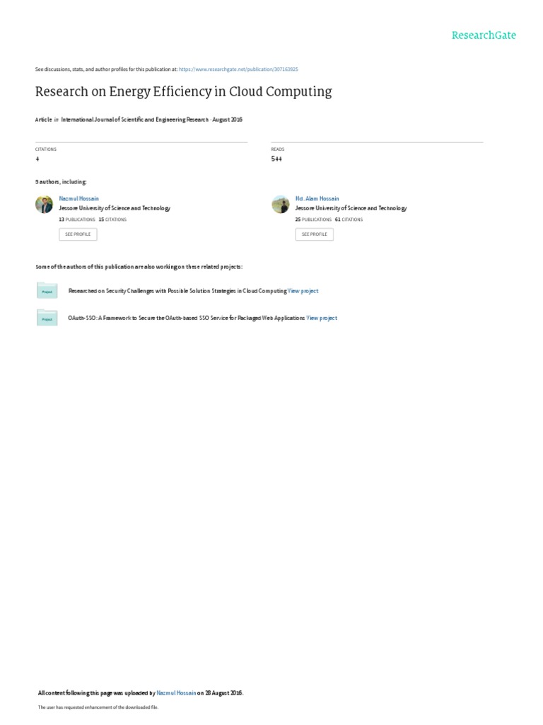 Research On Energy Efficiency In Cloud Computing Pdf Software As A