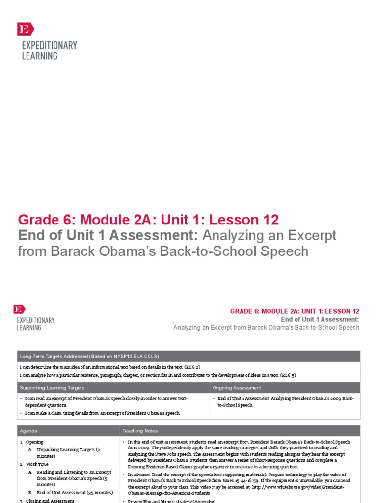 Grade 6: Module 2A: Unit 1: Lesson 12: End of Unit 1 Assessment ...