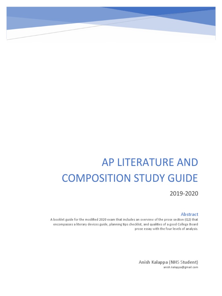 AP Literature and Composition Study Guide (Revised For 2020 Exam) | PDF ...