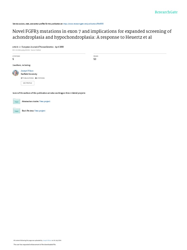 Novel FGFR3 Mutations in Exon 7 and Implications F | PDF | Mutation ...