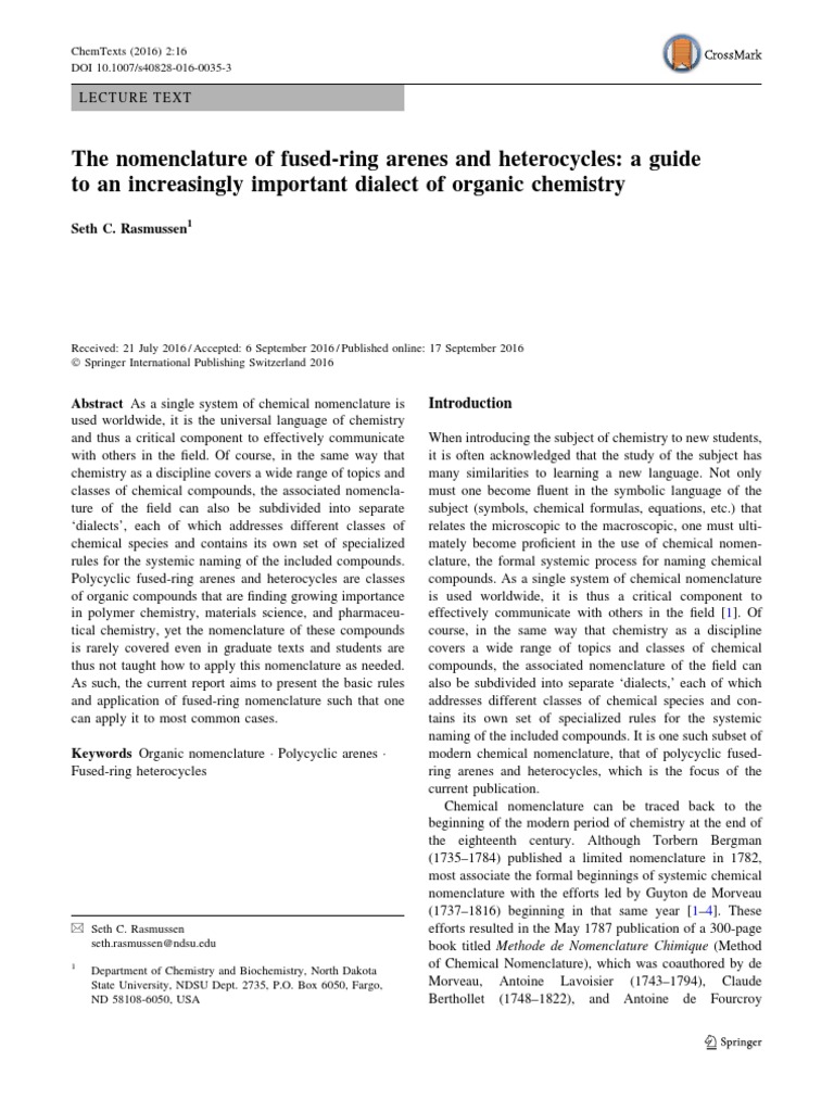 The Nomenclature of Fused-Ring Arenes and Heterocycles: A Guide To An ...