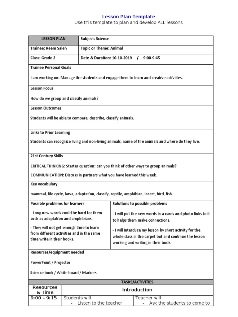 Lesson Plan 1 | PDF | Lesson Plan | Applied Psychology